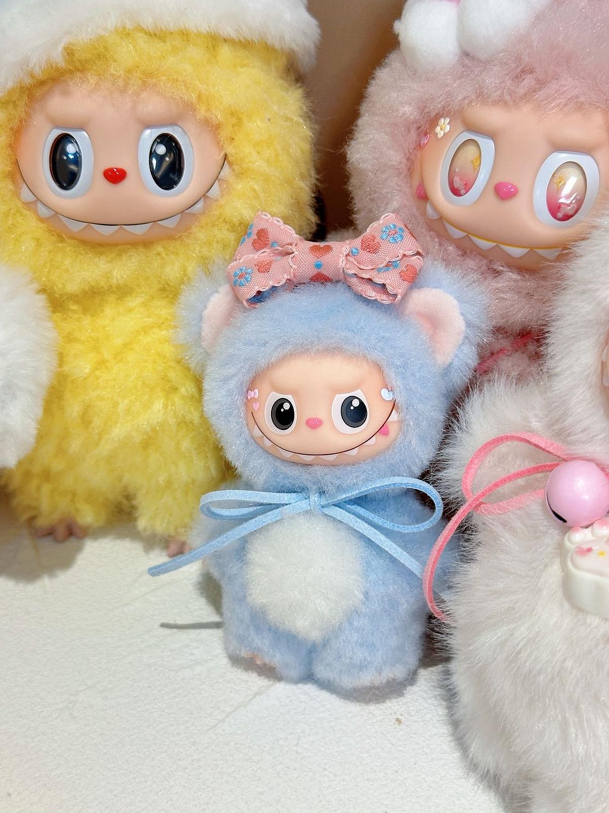 Handmade Mini Bear Baby Labubu Plush – Kawaii Blue Custom Doll, Cute C ...