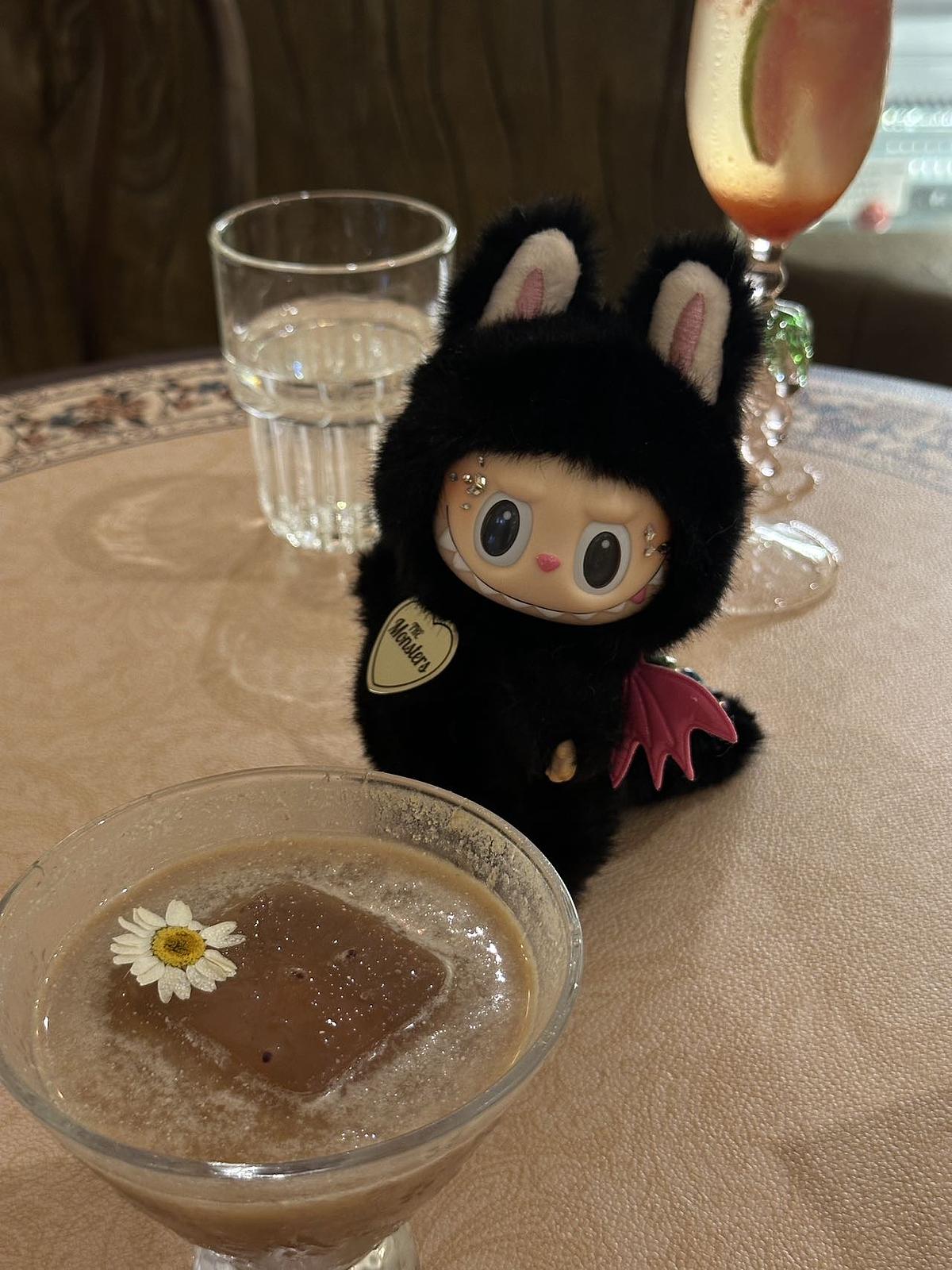 Labubu Black Pink – Handmade Plush Doll with Gemstone Tail & Bat Wings ...